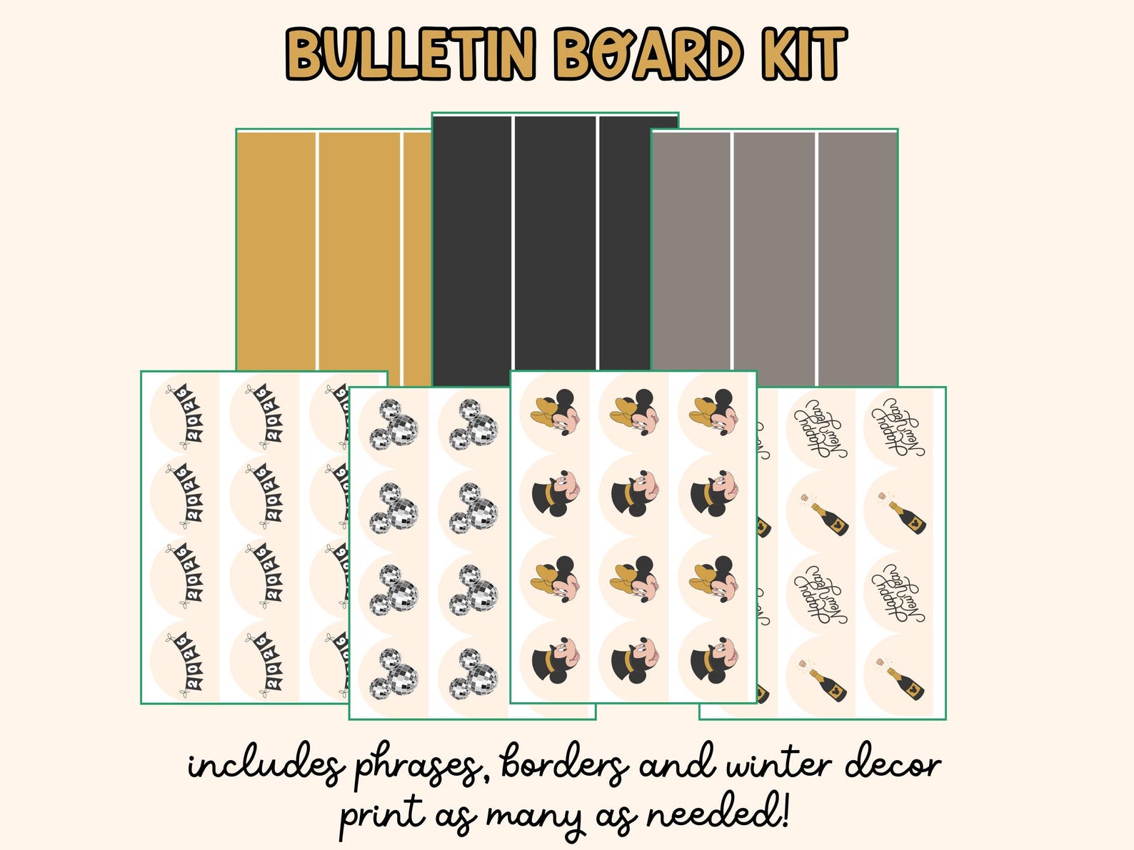 New Years Bulletin Board Kit: Fun January Classroom Decor (digital ...