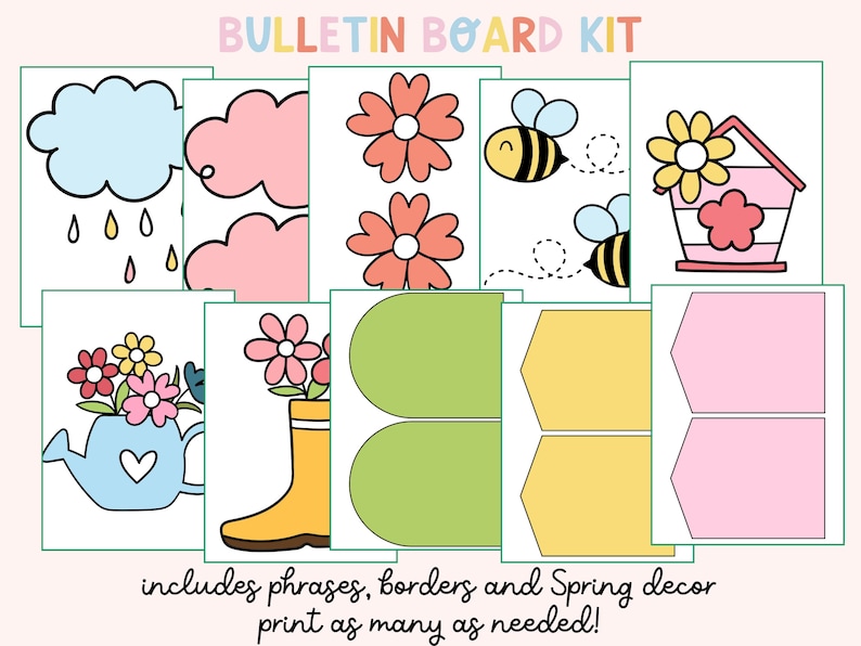 Spring Classroom Bulletin Board Kit: Printable Decor (digital Download ...