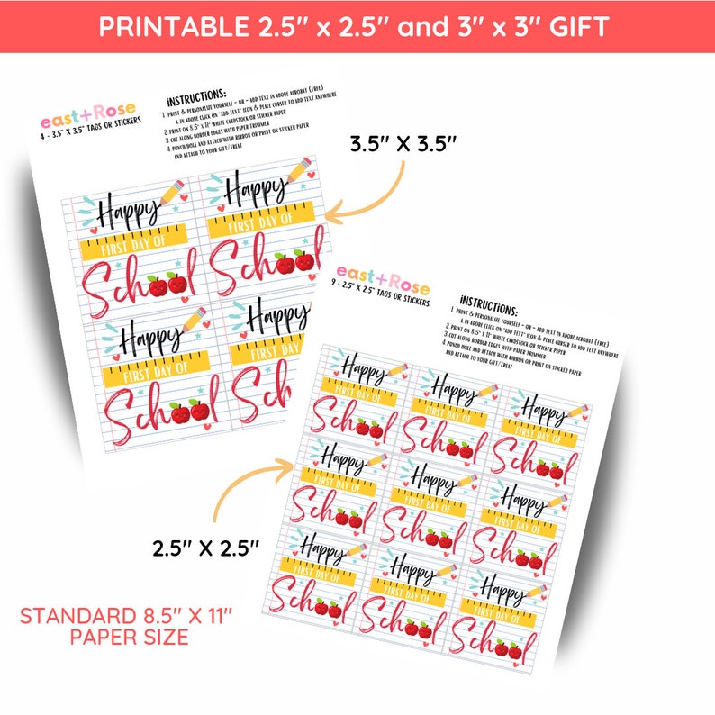 Happy First Day of School Tags, First Day of School Gift Tag, Back to ...