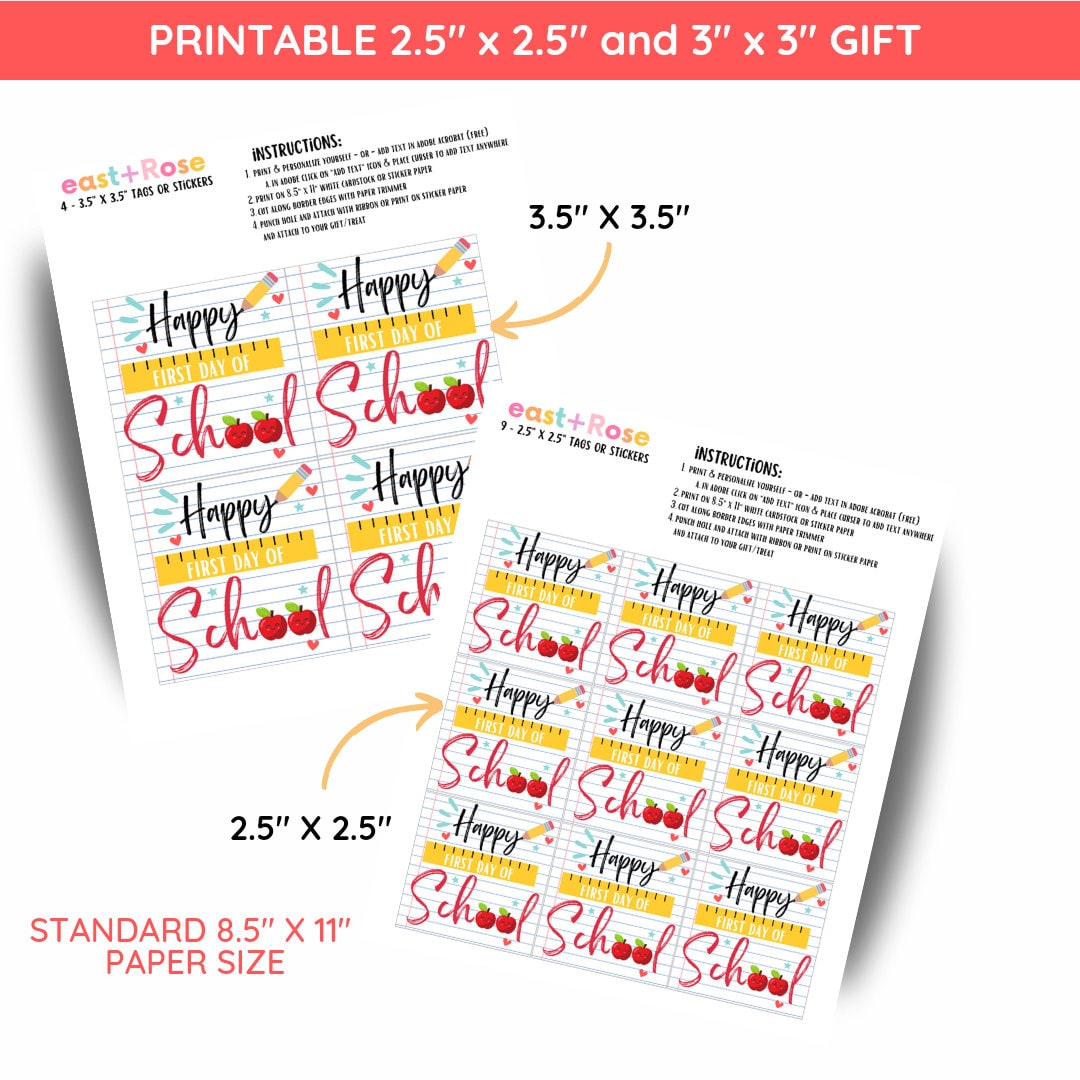 Happy First Day of School Tags, First Day of School Gift Tag, Back to ...
