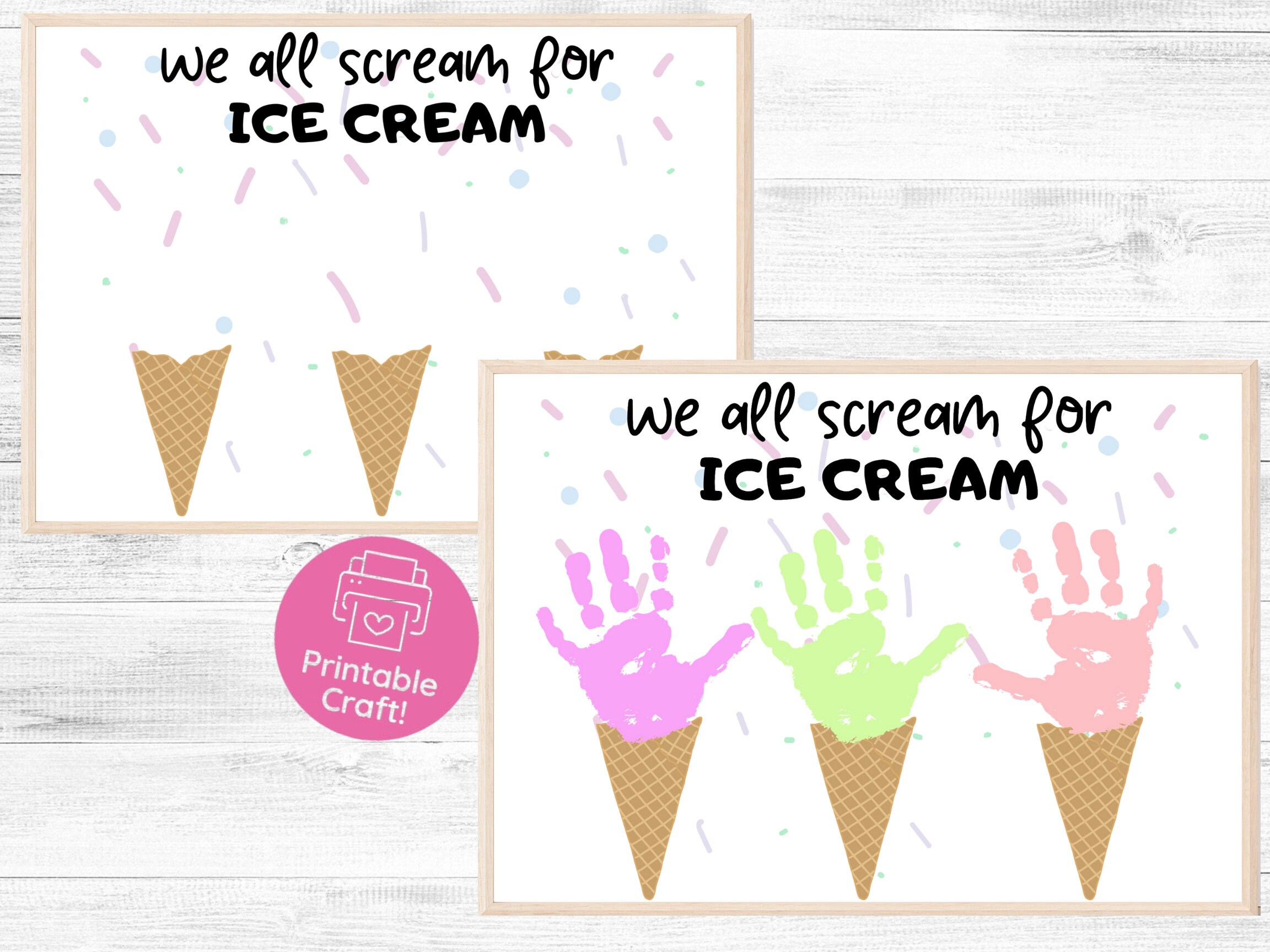 Ice Cream Handprint Art: Summer Craft, Toddler Printable (PDF) - Etsy