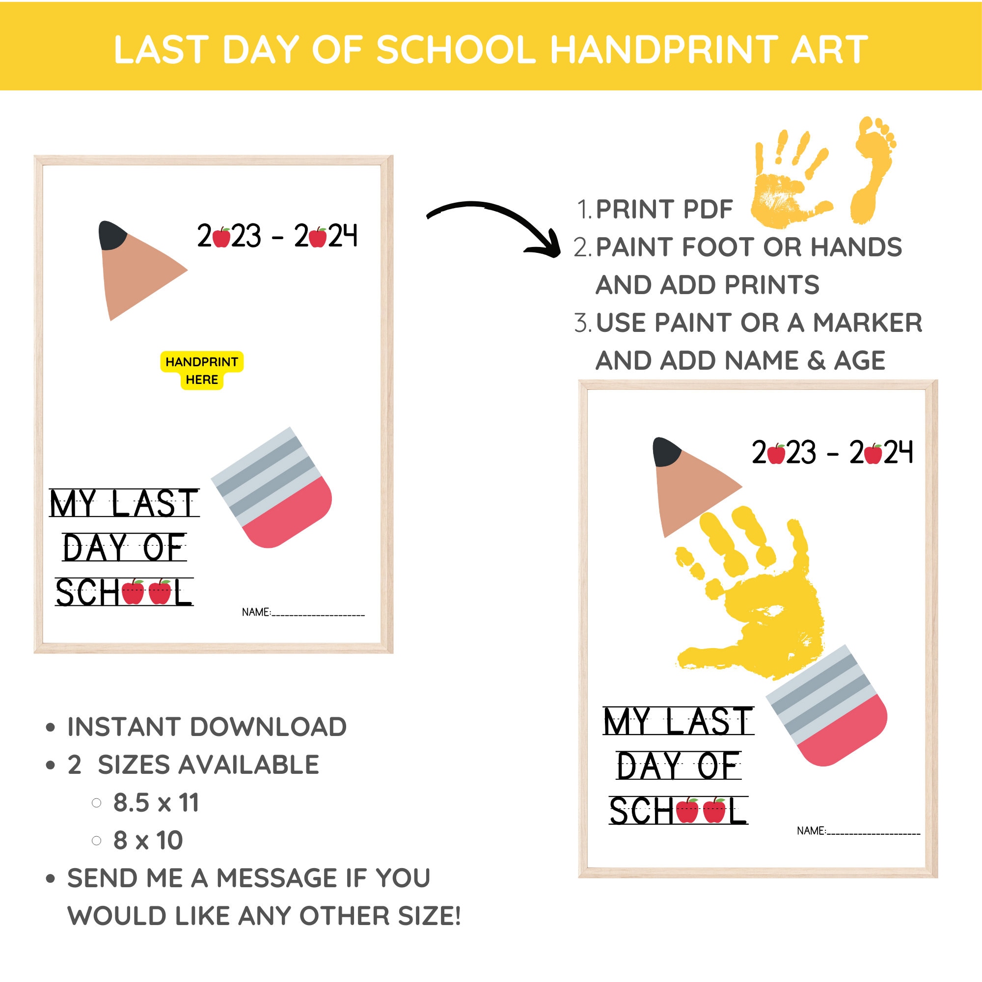 Last Day of School Handprint Craft Preschool Graduation Memory Keepsake ...