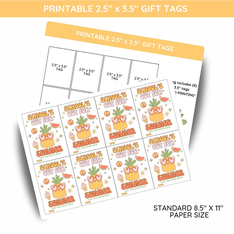 Summer Pineapple Gift Tags: Teacher End of School Year (PDF) - Etsy