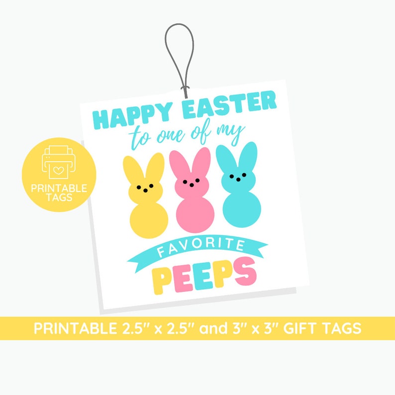 Peeps Easter Gift Tags: Printable Party Favor Tags (PDF) - Etsy