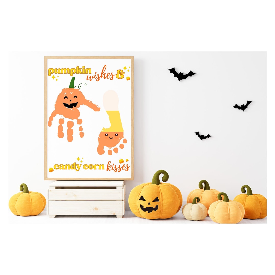 Halloween Handprint Footprint Art, Pumpkin Halloween Craft, Halloween ...