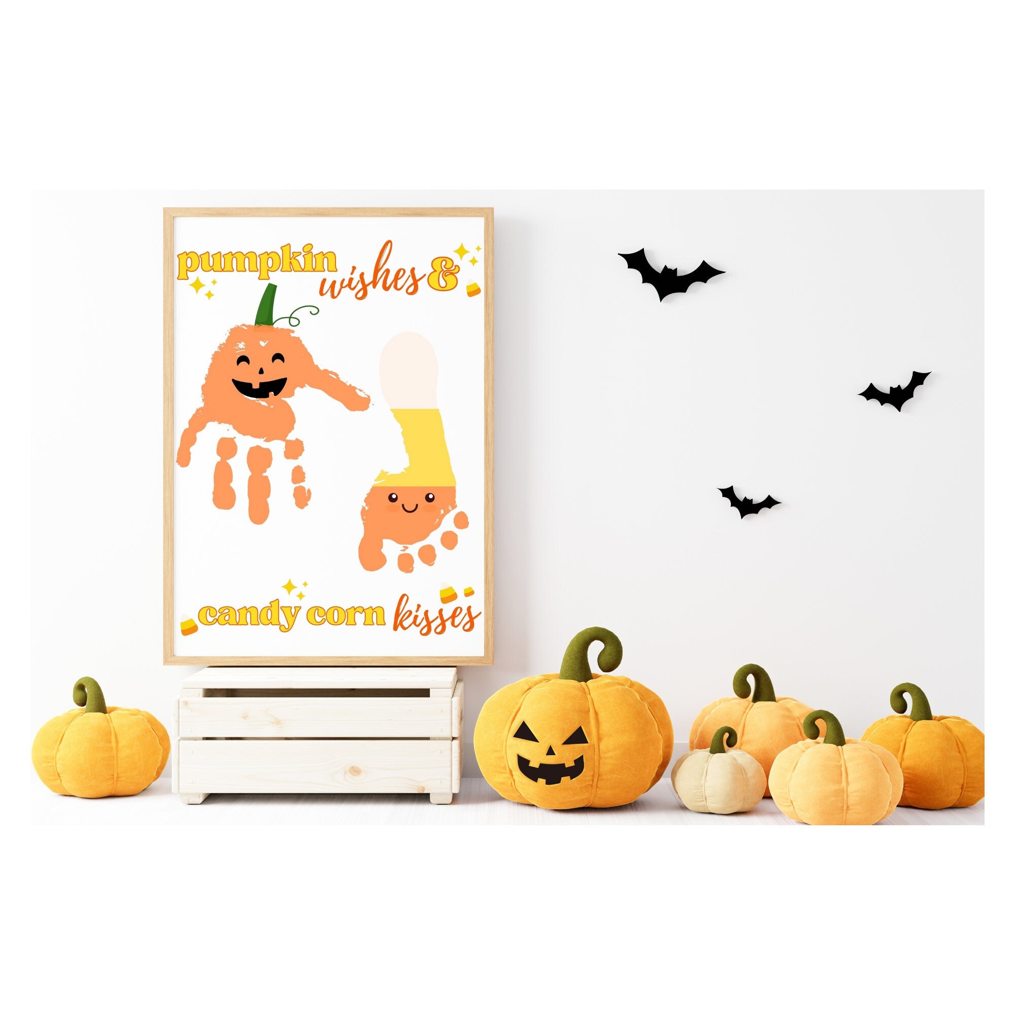 Halloween Handprint Footprint Art, Pumpkin Halloween Craft, Halloween ...