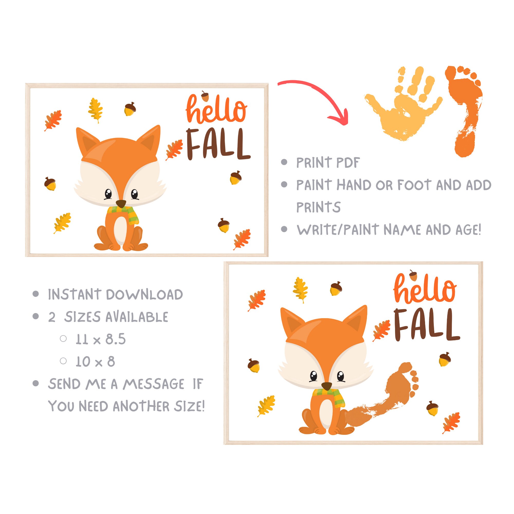 Fall Handprint Art: Fox Keepsake Craft (digital Download) - Etsy