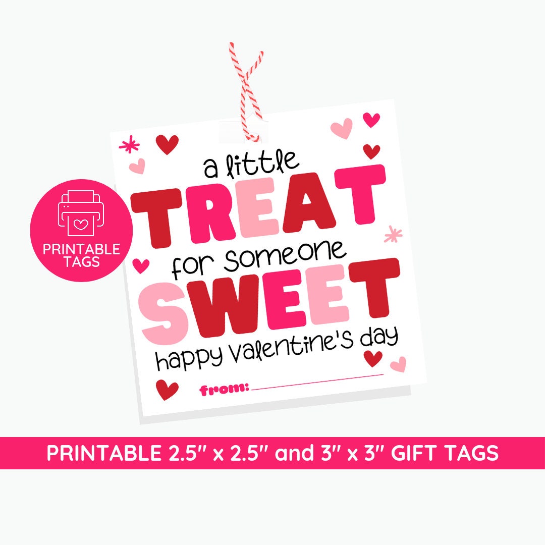Printable Valentine Treat Tag | Classroom Favor Tag | Valentine Gift ...