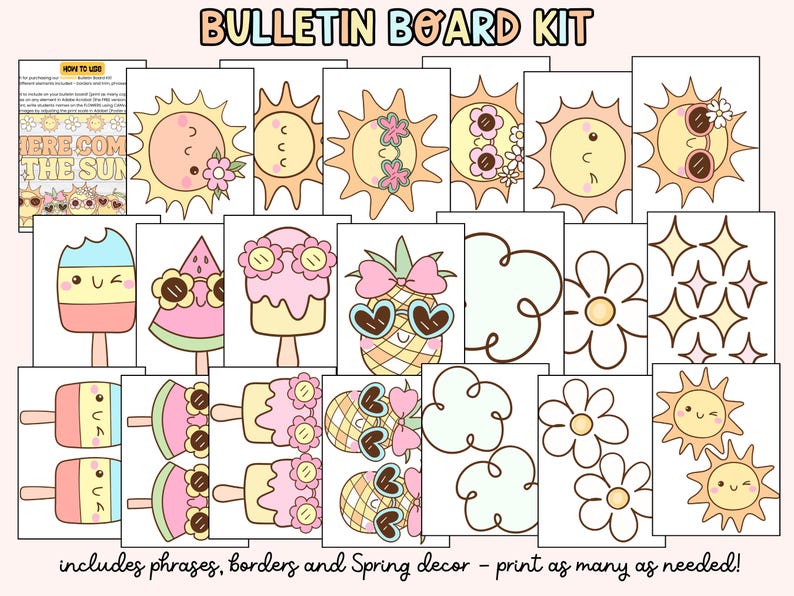 Here Comes the Sun Bulletin Board Kit: Summer Class Decor (digital ...