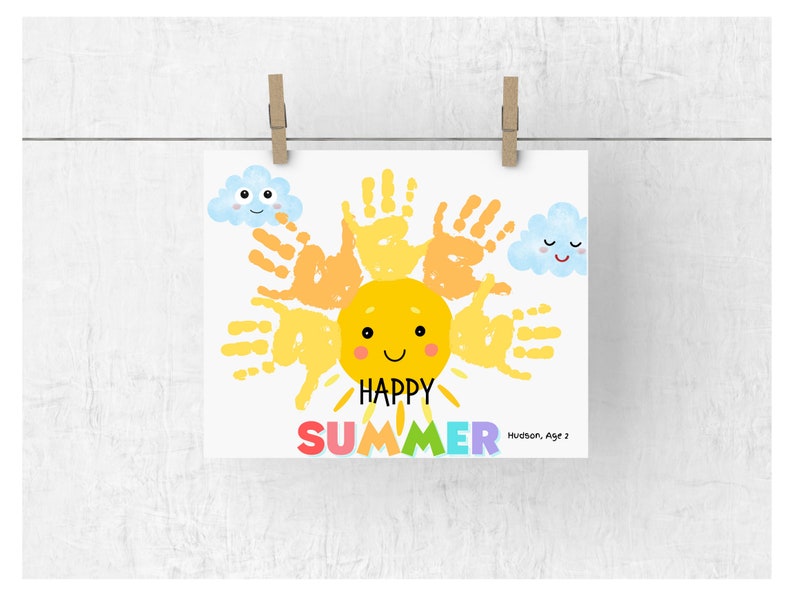 Sun Handprint Art: Summer Craft Project (PDF) - Etsy