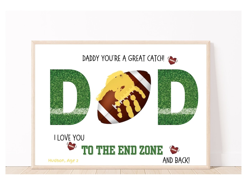 Football Fathers Day Handprint Art | DIY Kids Craft (digital Download ...