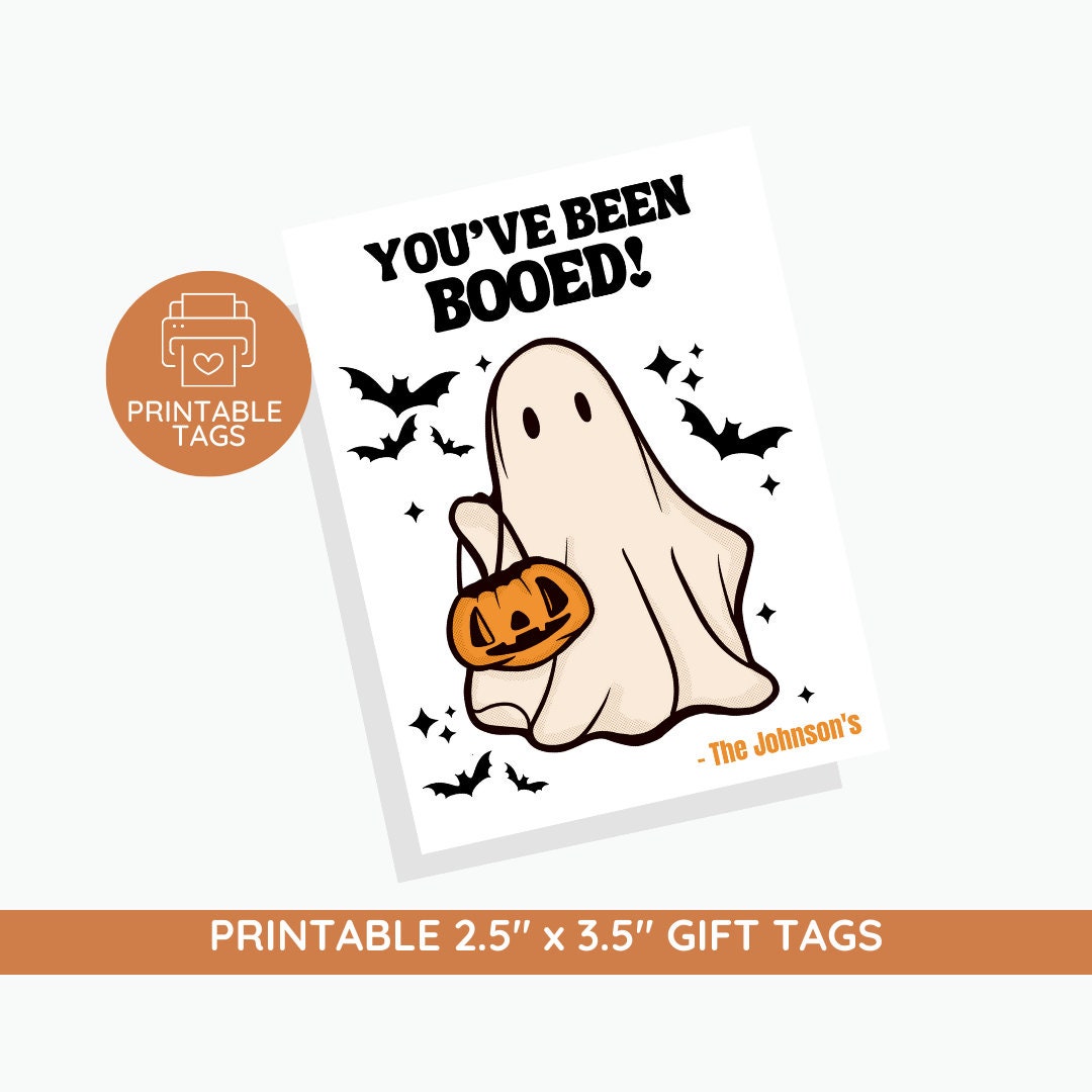 You've Been Booed Gift Tag Neighbor Halloween Gift Boo Basket Tag Ghost ...