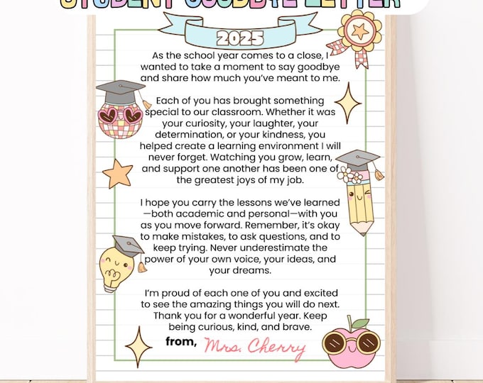 End of School Year Letter Printable: Teacher to Student Goodbye (canva ...