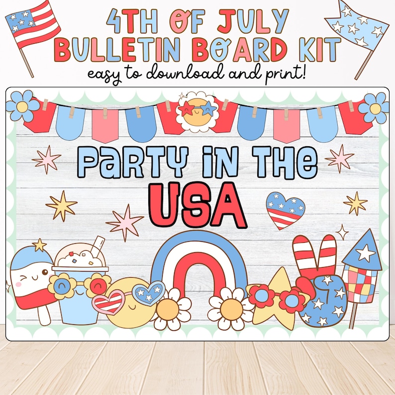 4th of July Bulletin Board Kit: Patriotic Classroom Decor (printable ...