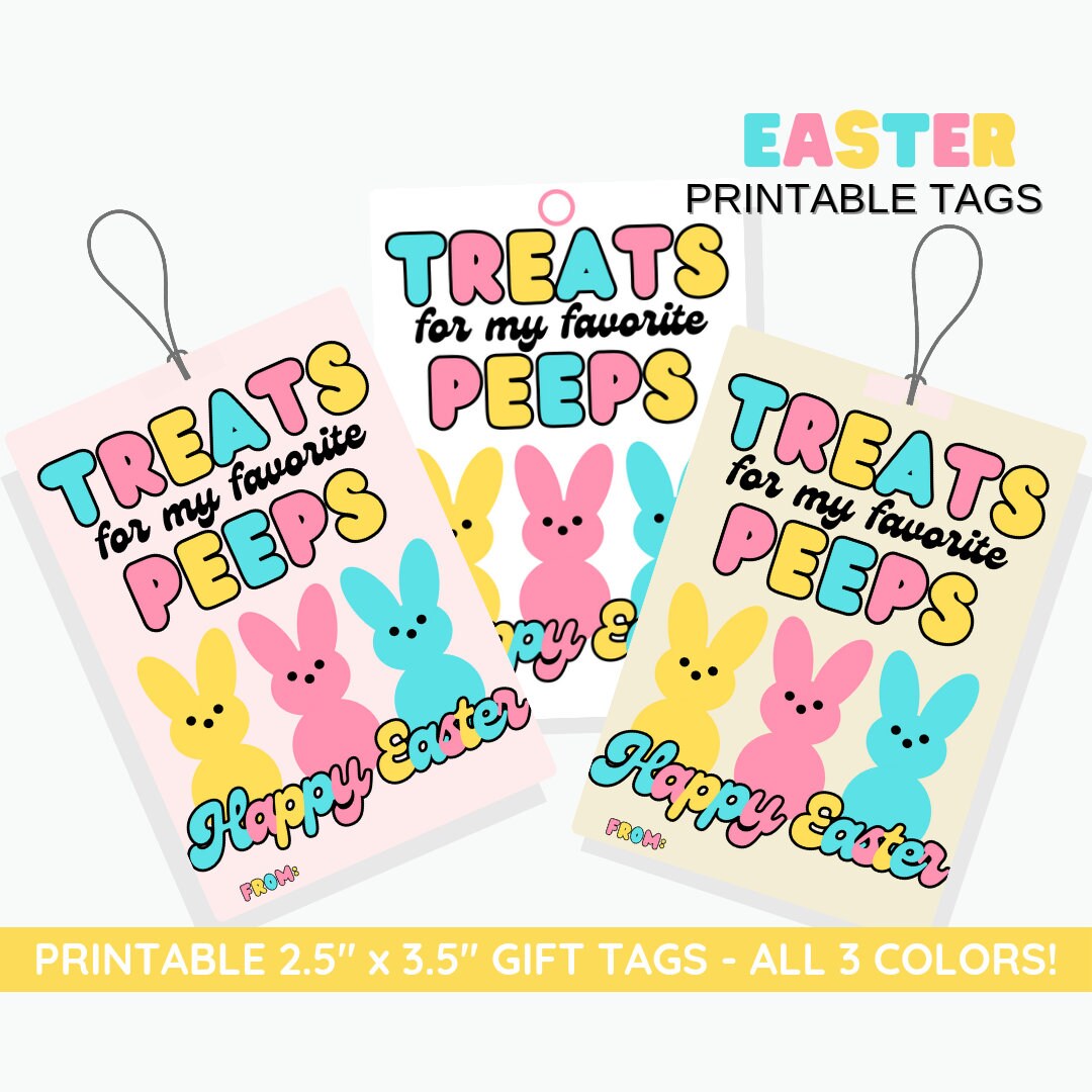 Easter Peeps Treat Tags: Printable Bunny Gift Tags (PDF) - Etsy
