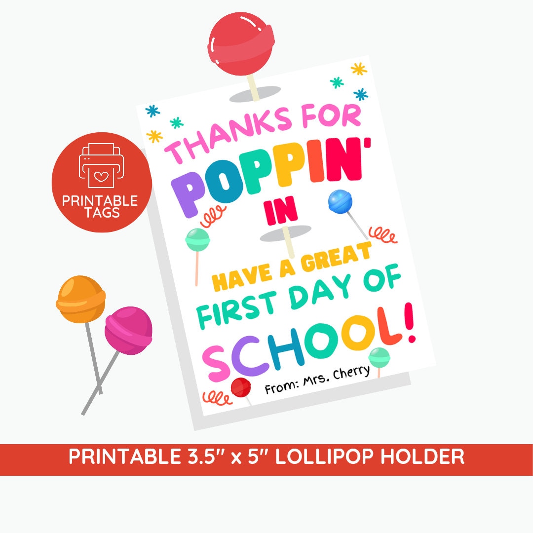 Back to School Lollipop Tag, First Day of School Gift, Thanks for ...