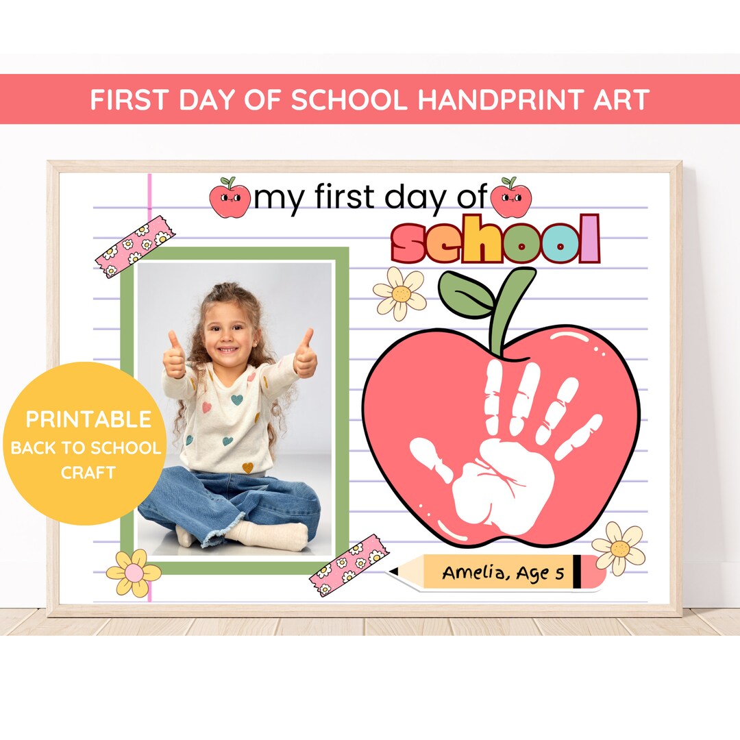 First Day of School Handprint Craft Back to School Printable Memory ...