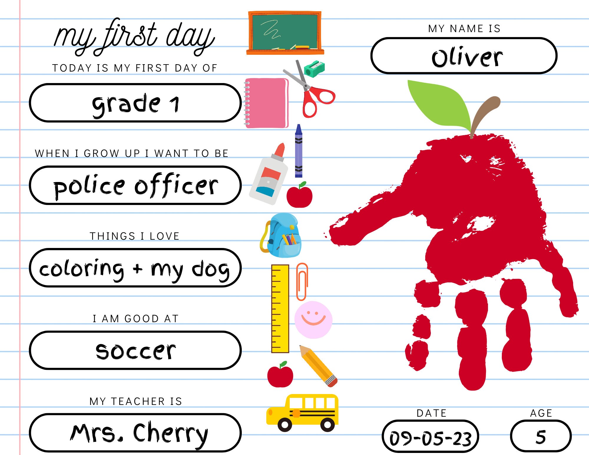 My 1st First Day School / Kindergarten Pre-k Daycare Pre-school ...