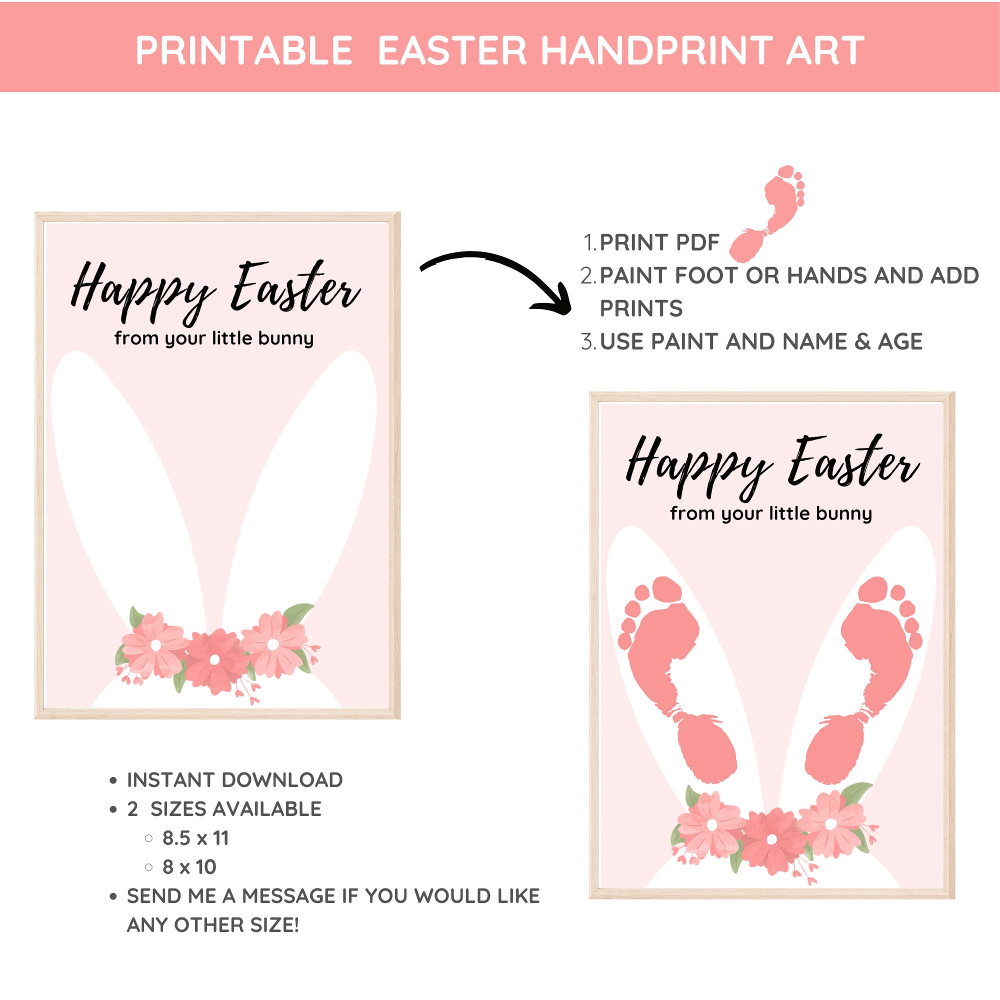 Easter Handprint Art, Easter Printable, Easter Bunny Footprint Craft ...