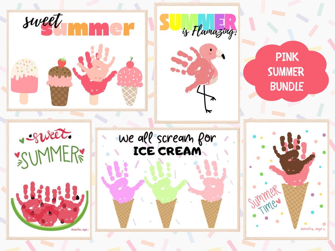 Summer Handprint Art Bundle: Kids Activity, Homeschool Craft (digital ...