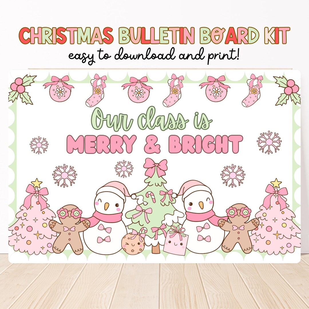 Pink Christmas Classroom Decor | Christmas Bulletin Board Kit | Pastel ...