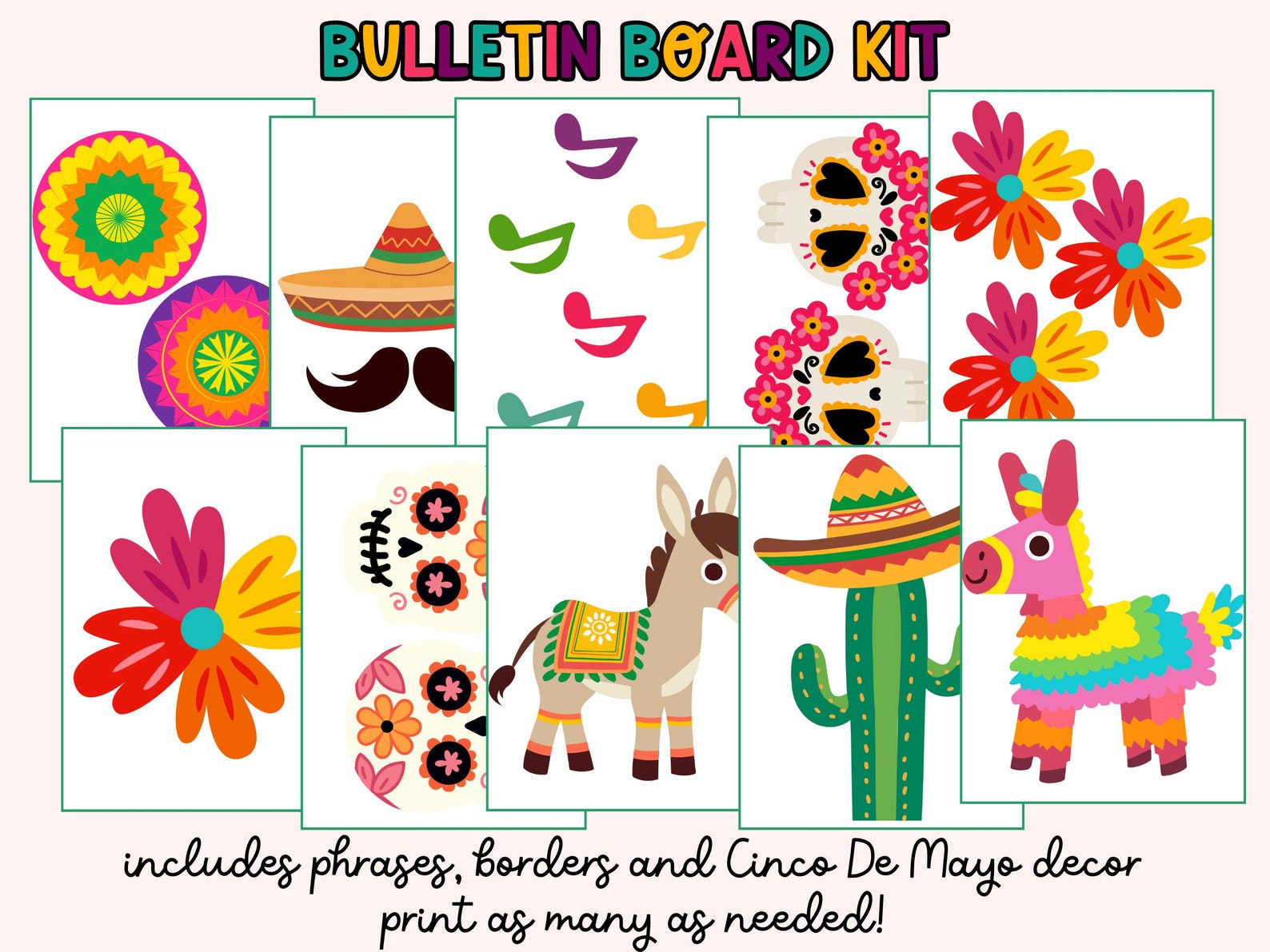 Cinco De Mayo Bulletin Board Kit: Fiesta Classroom Decor (digital ...