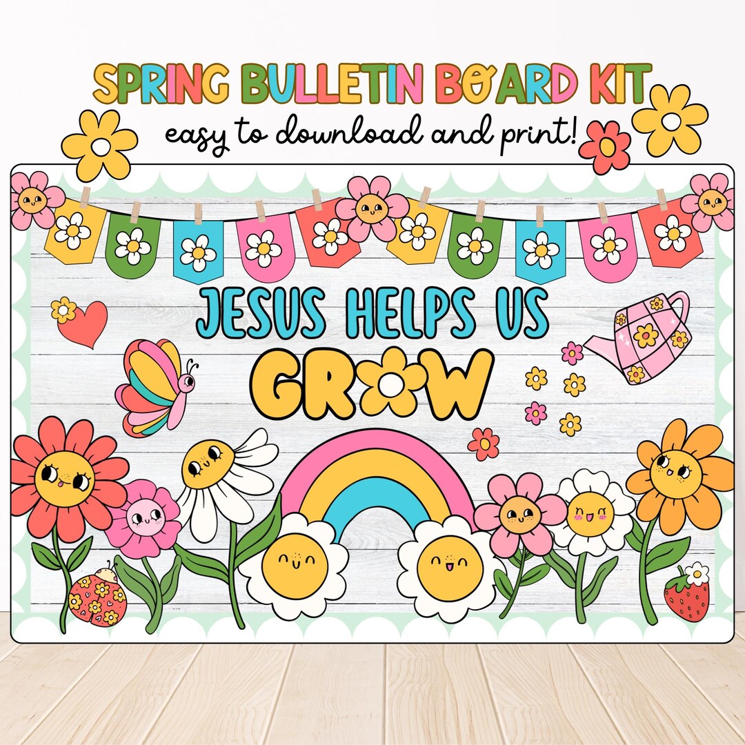 Christian Easter Bulletin Board Kit, Printable Christian Decor for ...