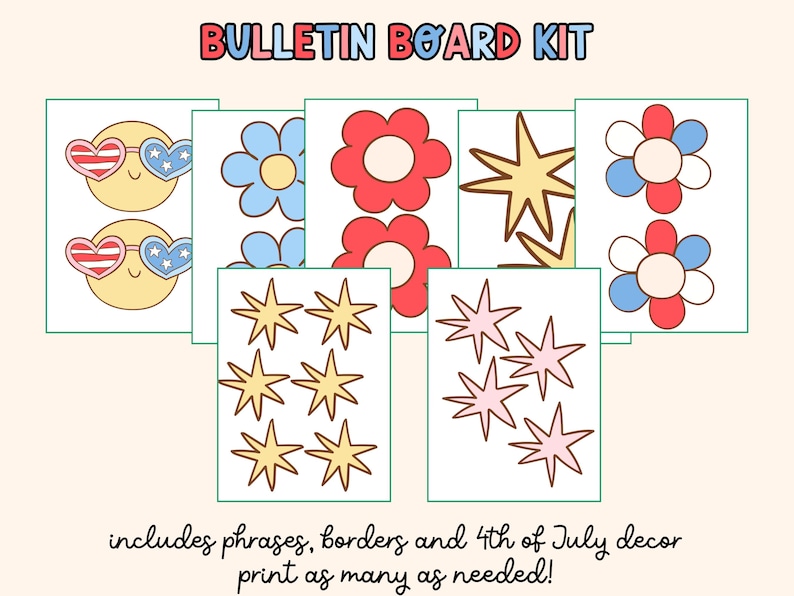 4th of July Bulletin Board Kit: Patriotic Classroom Decor (digital ...