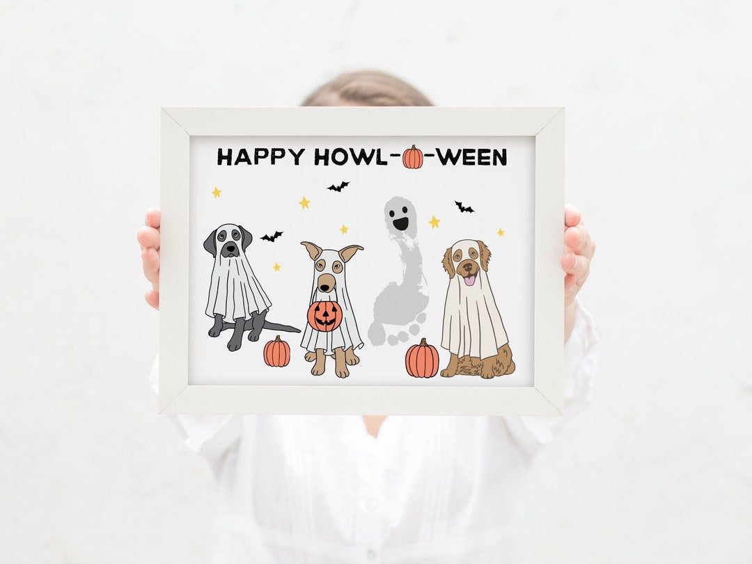 Ghost Dogs Halloween Handprint Craft | Halloween Footprint | Halloween ...