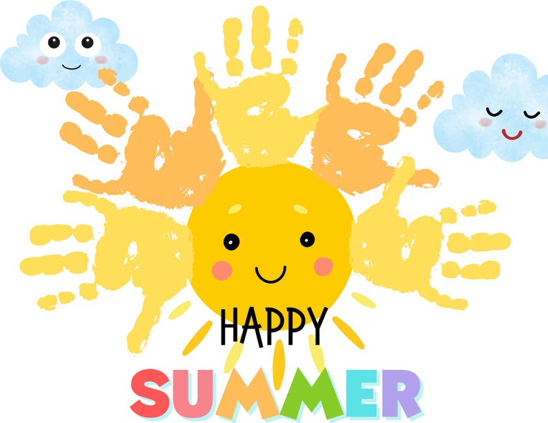 Sun Handprint Art: Summer Craft Project (PDF) - Etsy