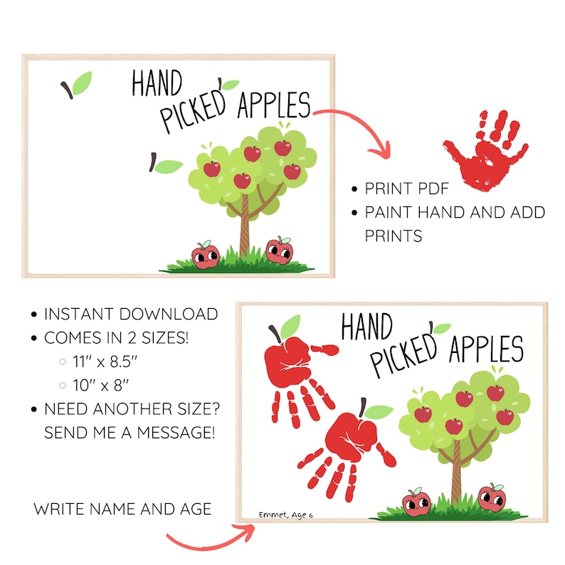 Apple Handprint Art: Back to School Craft (PDF Download) - Etsy
