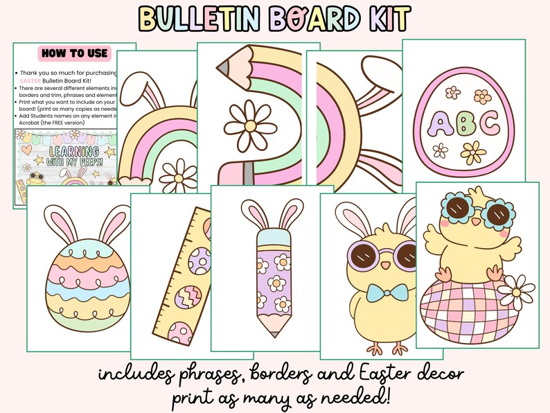 Easter Bulletin Board Kit: Spring Classroom Decor (printable) - Etsy