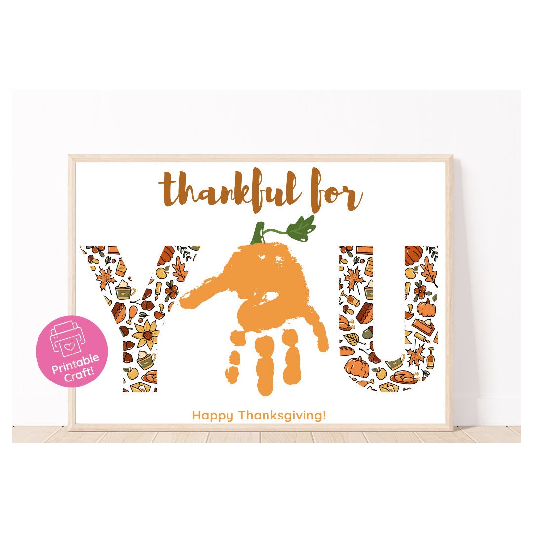 Printable Thanksgiving Handprint Art: Thankful Pumpkin Keepsake (PDF ...