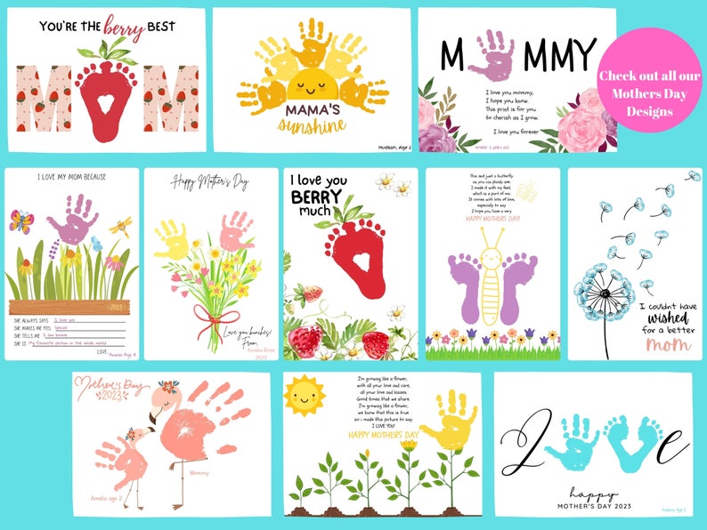 Mothers Day Handprint Art Bundle Kids Baby Footprint Art - Etsy