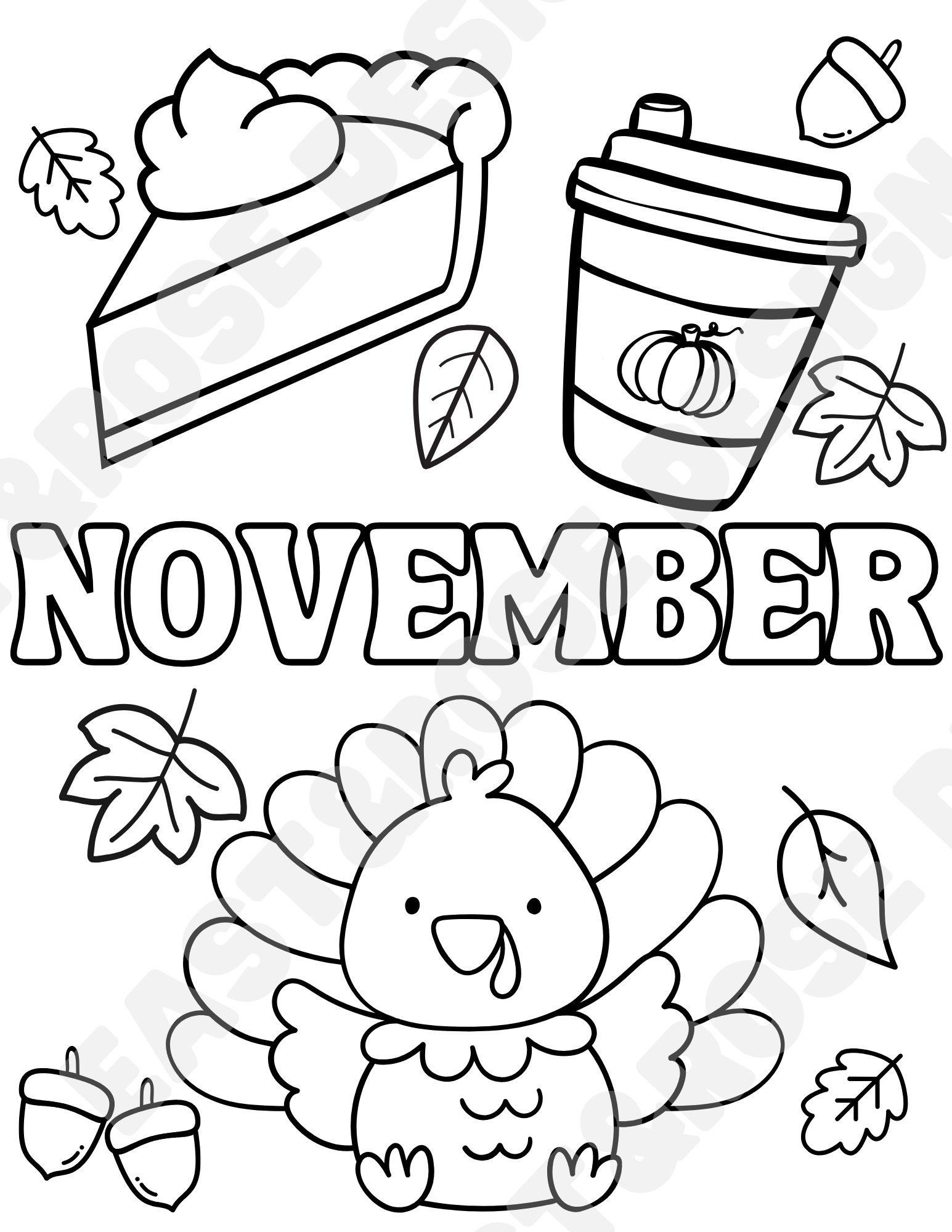 Thanksgiving Coloring Pages: Fall Craft Activity (PDF Download) - Etsy