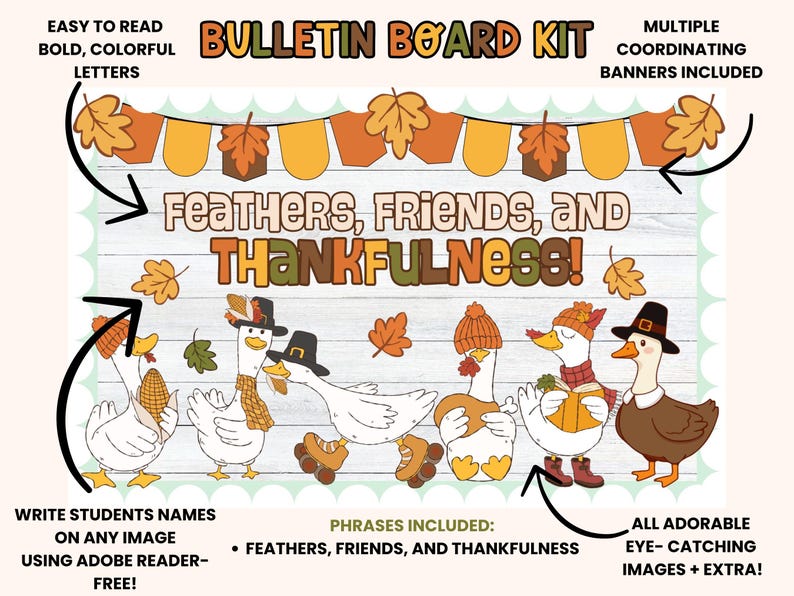 Thanksgiving Silly Goose Bulletin Board Kit: Printable November ...