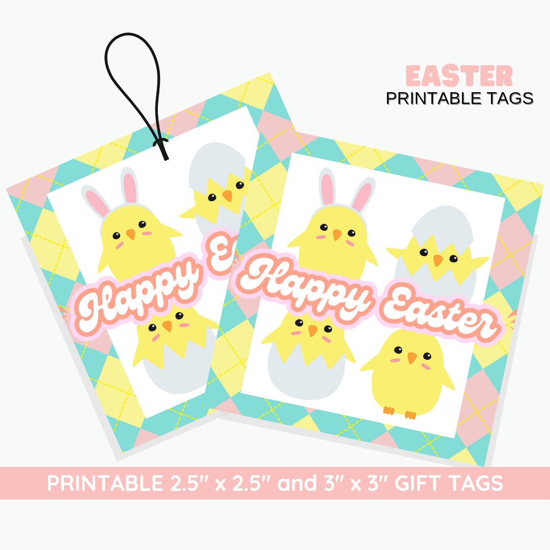 Happy Easter Gift Tags, Printable Easter Gift Bag Tags, Easter ...