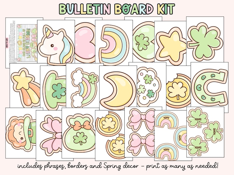 St. Patrick's Day Bulletin Board Kit: Lucky Charms Door Decor (digital ...