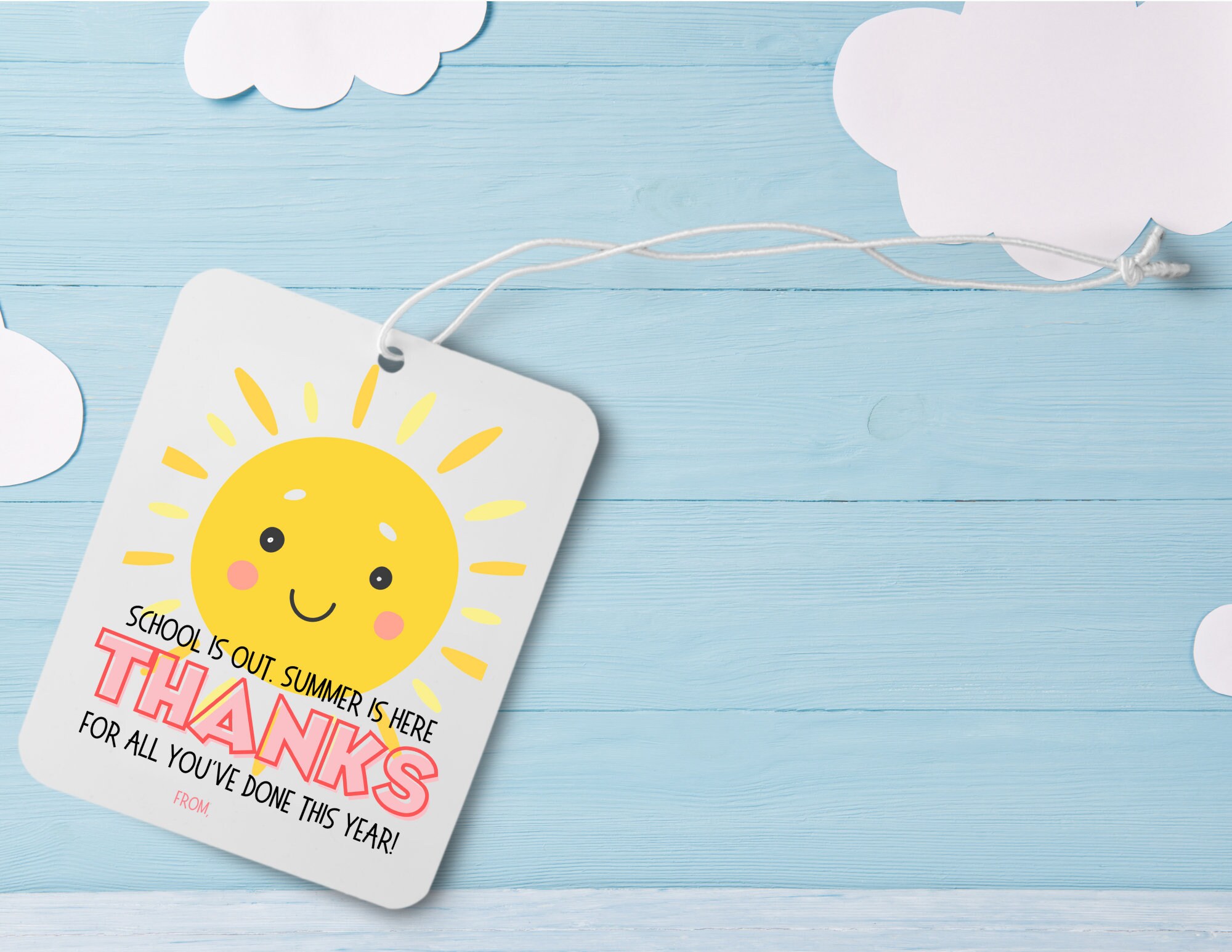 Summer Gift Tag for Teacher Teacher Favor Tag Printable Thank You end ...