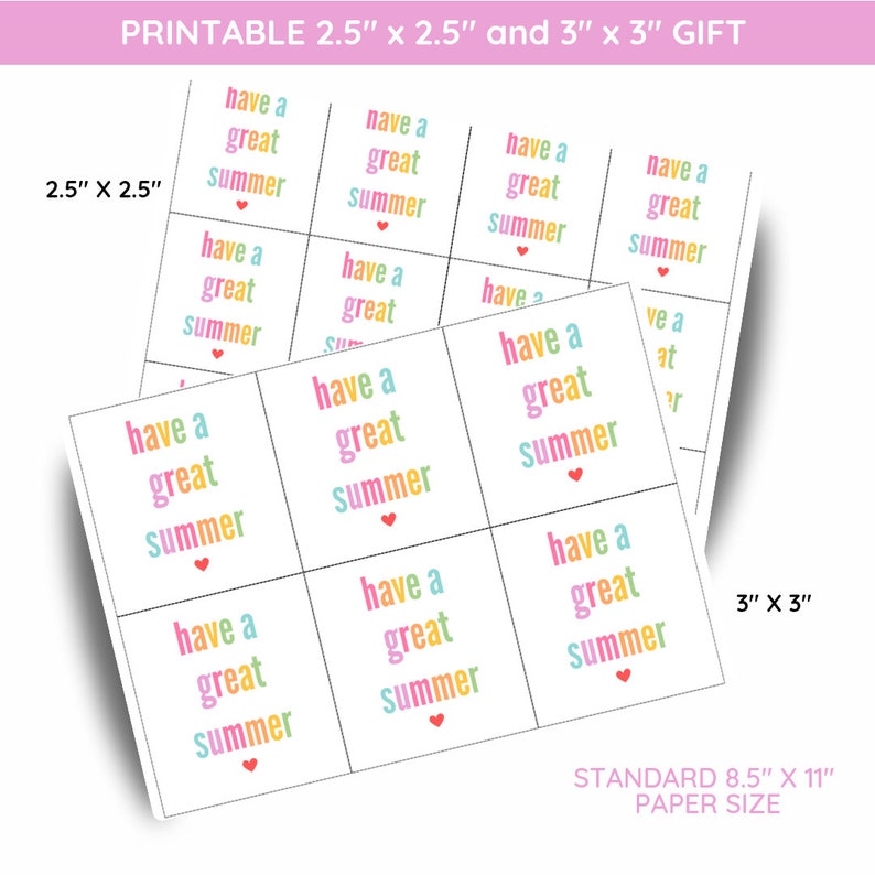 End of School Year Gift Tag Last Day of School Tag Printable Preschool ...