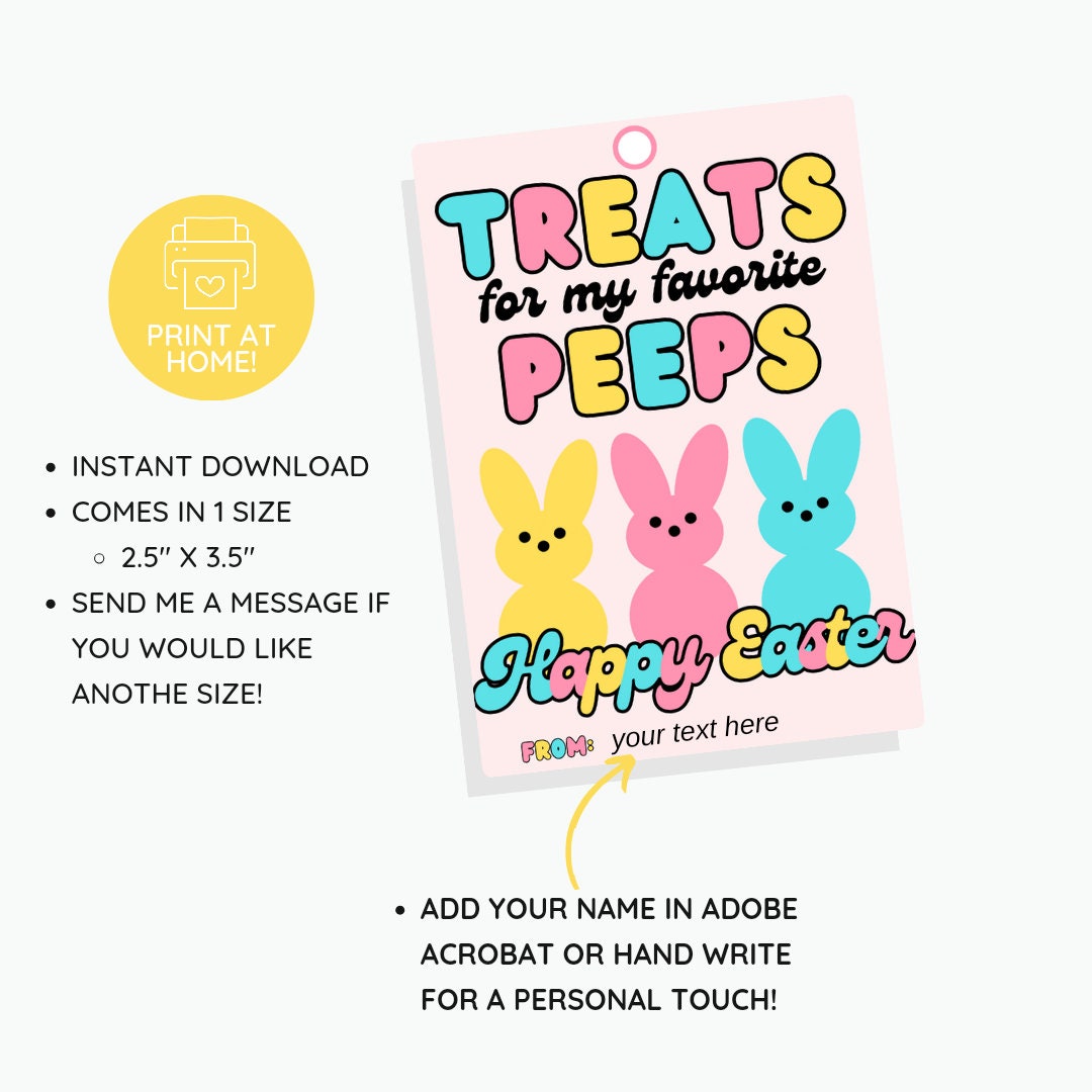 Happy Easter to My Favorite PEEPS Tag, Easter Tags Printable, Easter ...