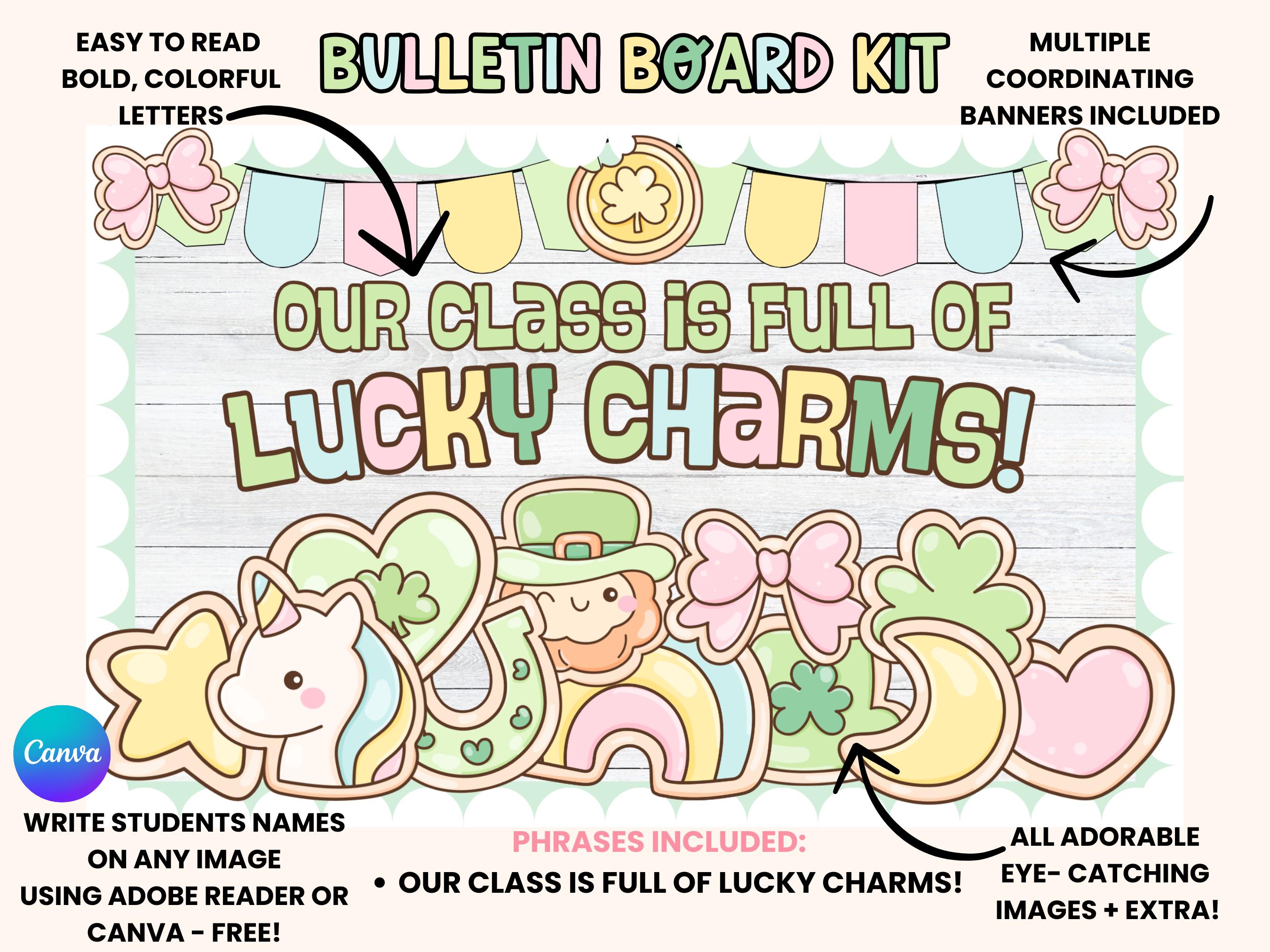 St. Patrick's Day Bulletin Board Kit: Lucky Charms Door Decor (digital ...