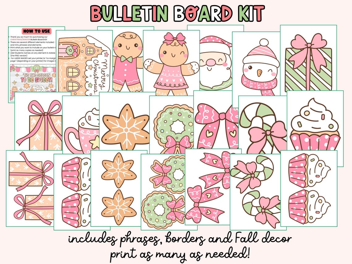 Gingerbread Christmas Bulletin Board Kit: December Themed Classroom ...
