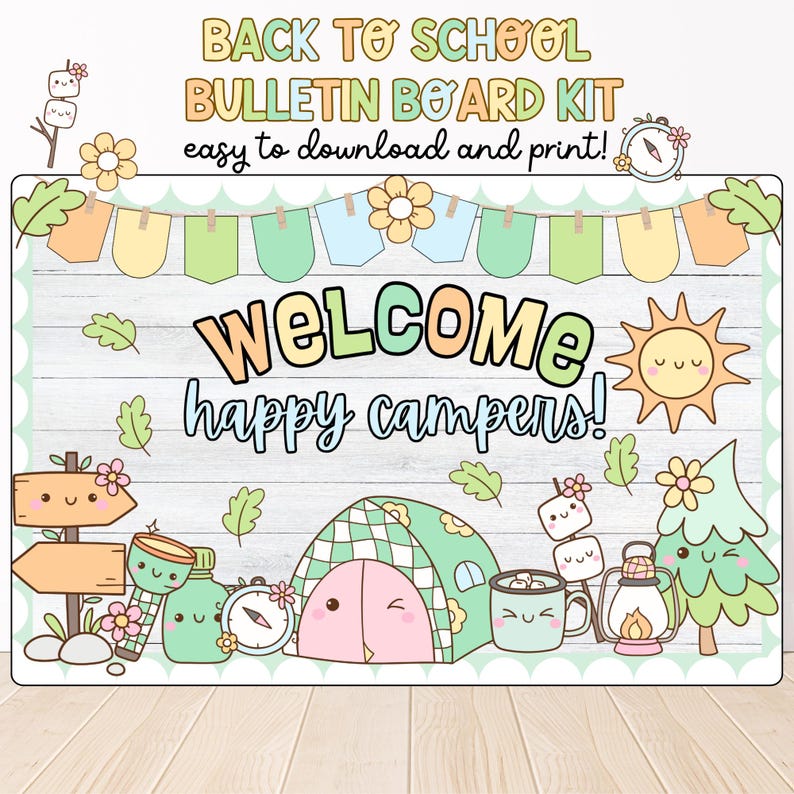 Camping Classroom Decor: Back to School Bulletin Board Kit (printable ...