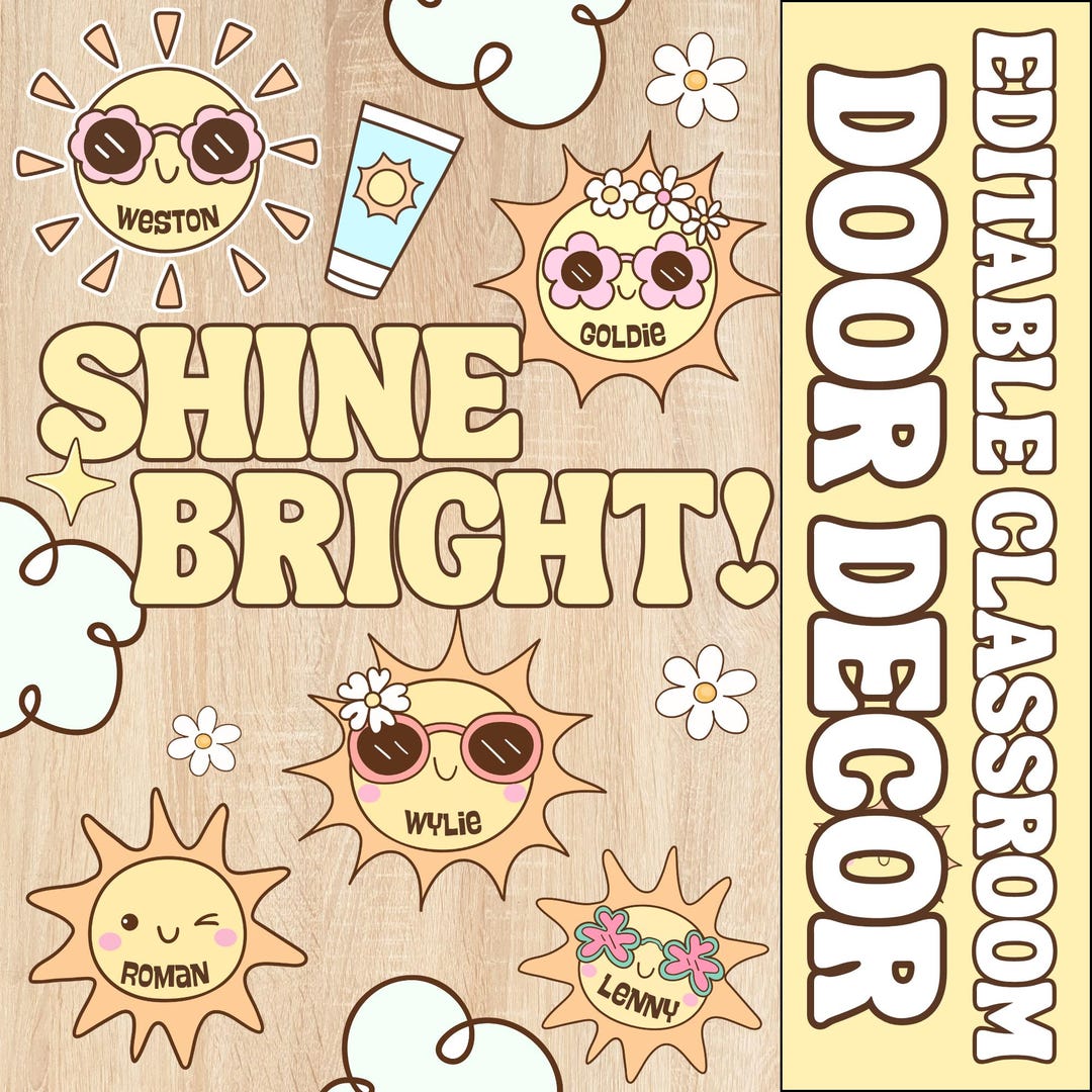 Shine Bright Summer Door Decor Kit: End of the Year Classroom Decor ...