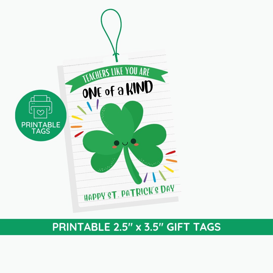 Printable Happy St Patricks Day Gift Tag, St Patricks Day TEACHER Treat ...