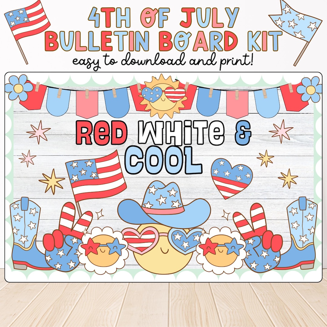 4th of July Bulletin Board Kit: Groovy Patriotic Classroom Decor (PDF ...