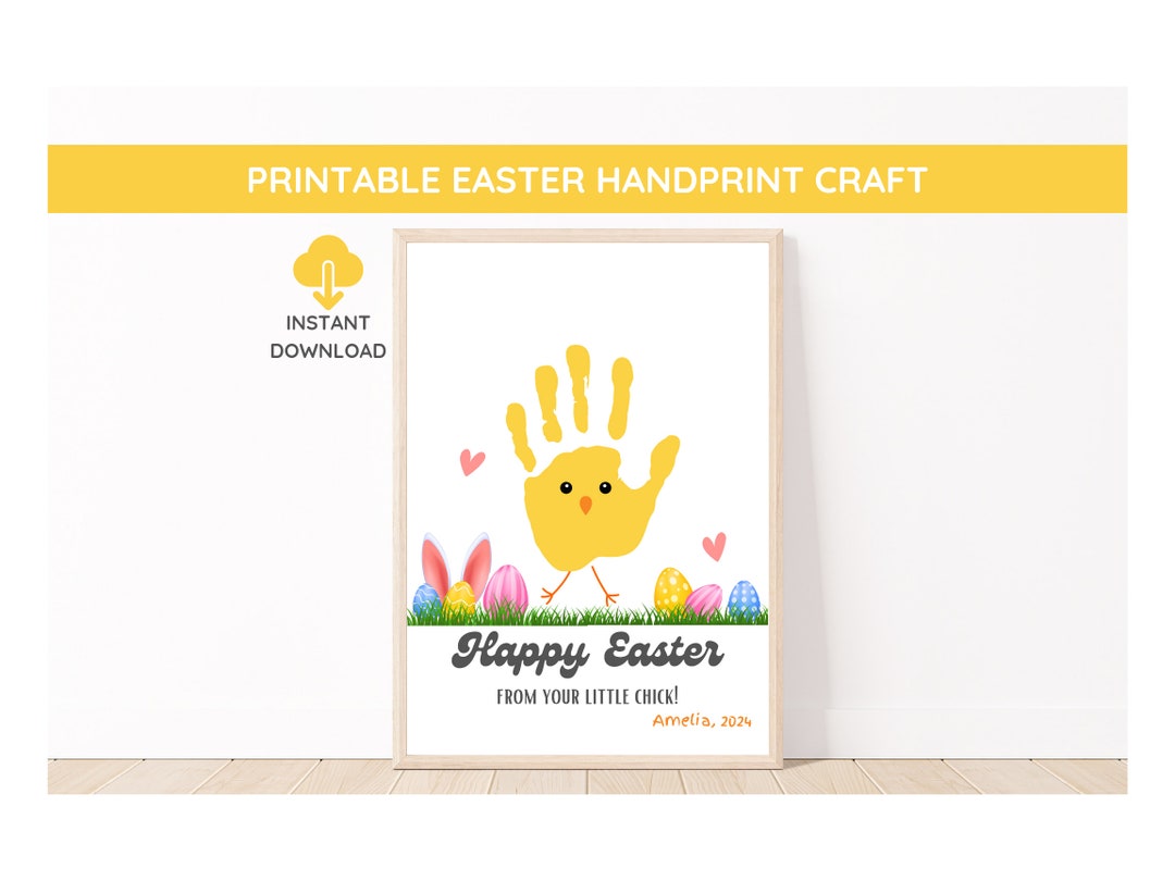 Easter HANDPRINT ART, Printable Bunny & Chick Handprint Craft, Art ...