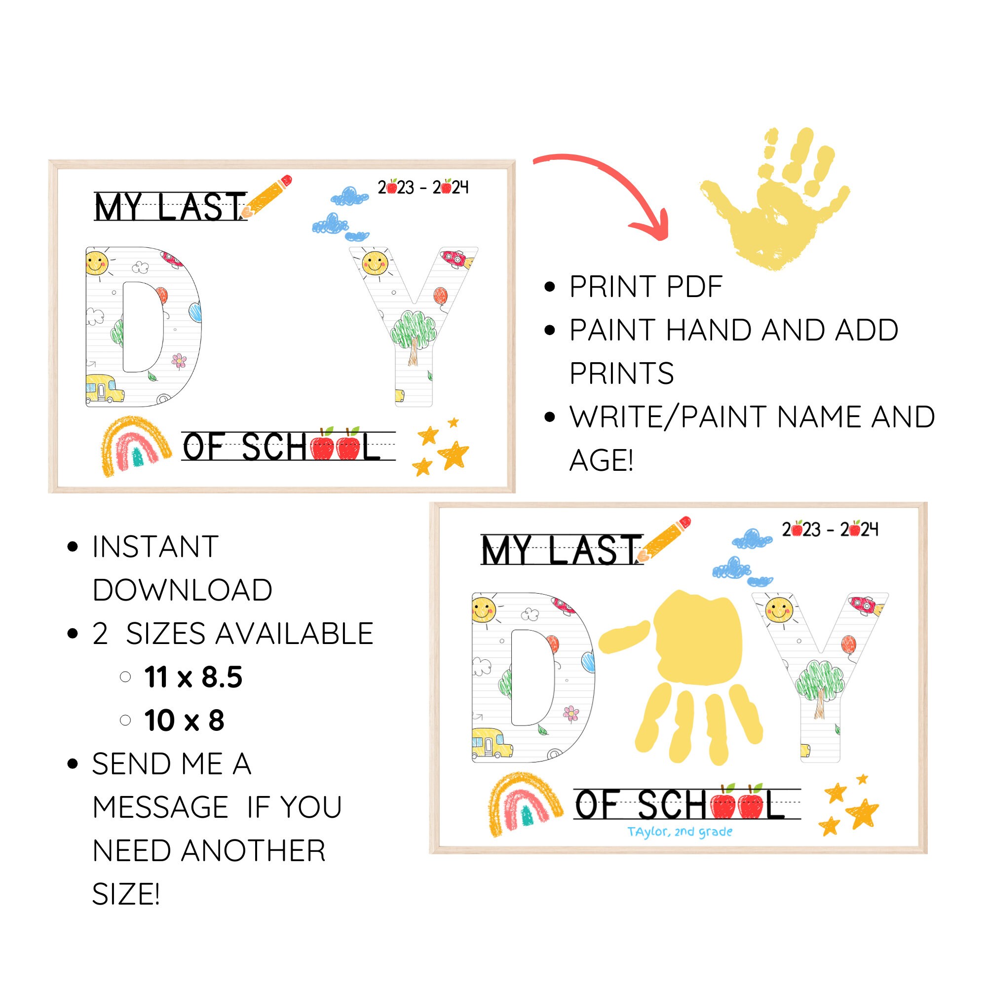 Last Day of School Handprint Craft Preschool Graduation Memory Keepsake ...