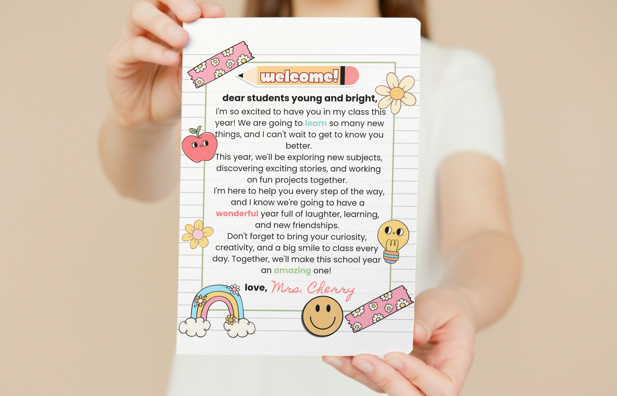 Welcome Letter From Teacher: First Day of School Gift (PDF) - Etsy